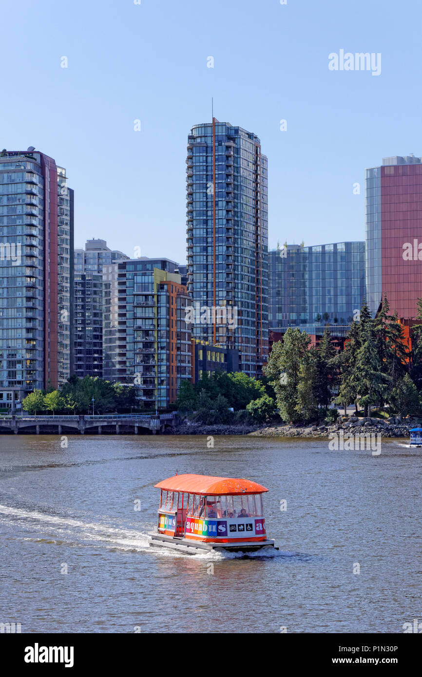 An aquabus ferry crossing False Creek in Vancouver, BC, Canada Stock ...