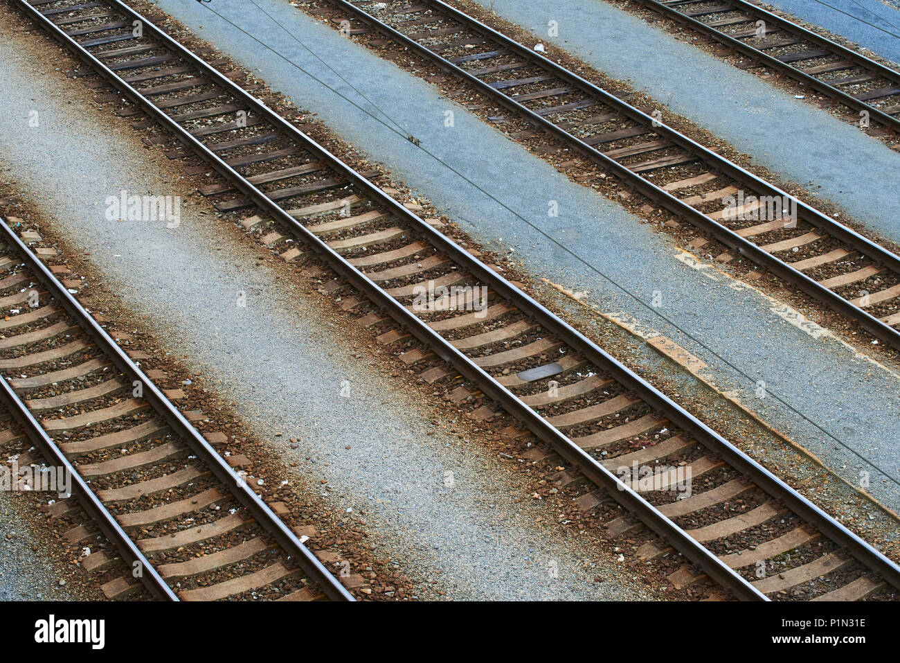 Railroad tracks view from top Stock Photo - Alamy