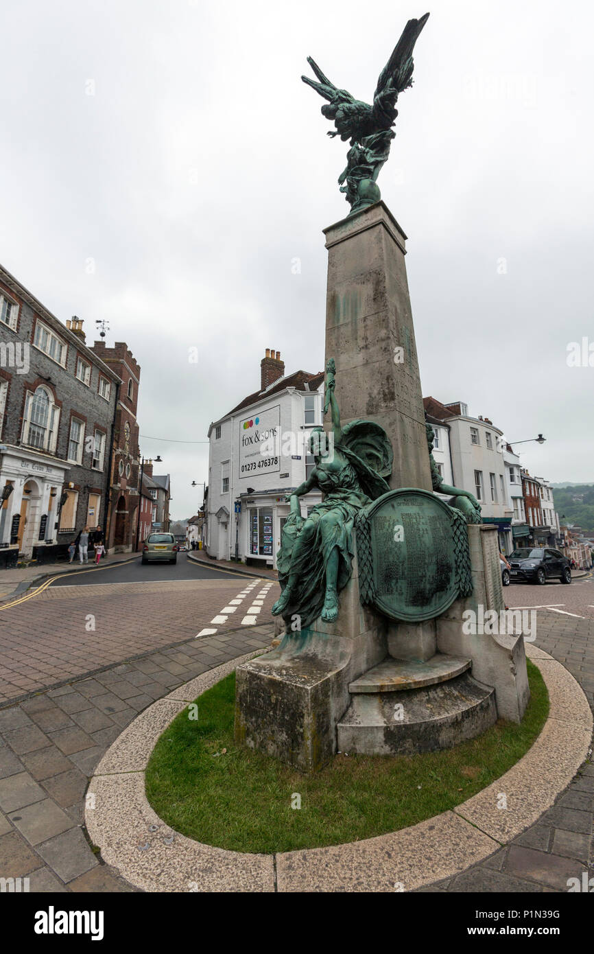 Statue Lewes War Memorial, designed by the artist Vernon March., School ...