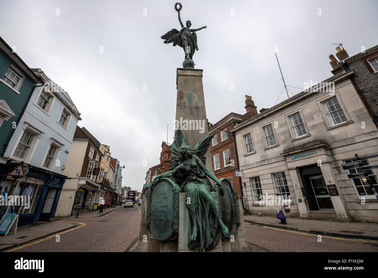 Statue Lewes War Memorial, designed by the artist Vernon March., School ...