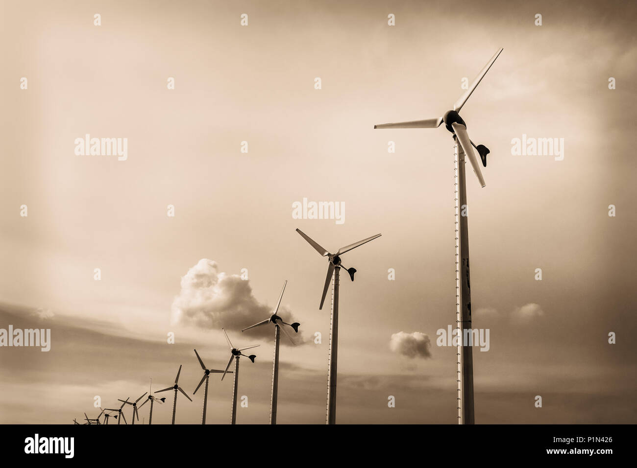 Wind turbine for electricity, vintage style Stock Photo - Alamy