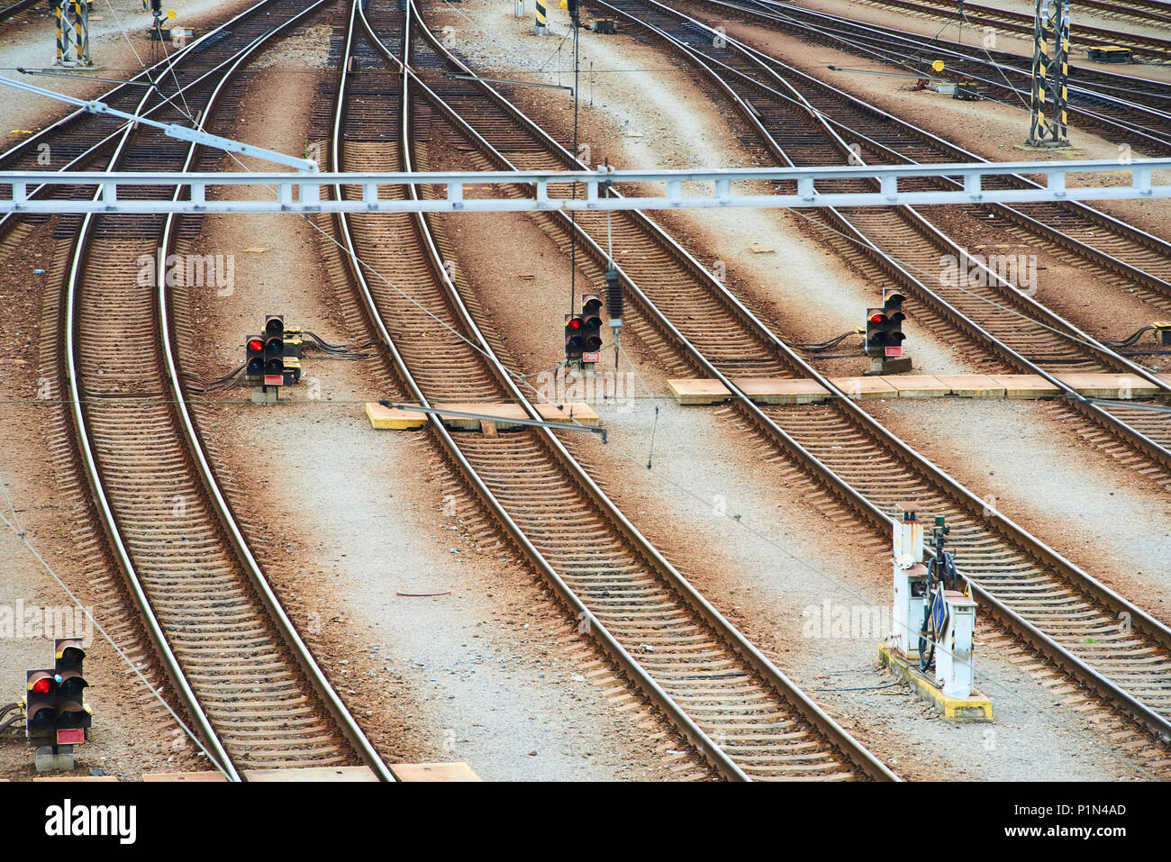 Aerial view railroad junction switch hi-res stock photography and ...