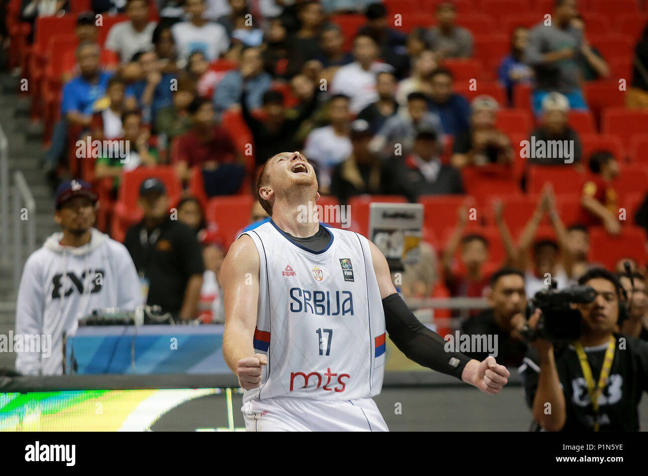Bulacan, Philippines. 12th June, 2018. Marko Savic of Serbia celebrates ...