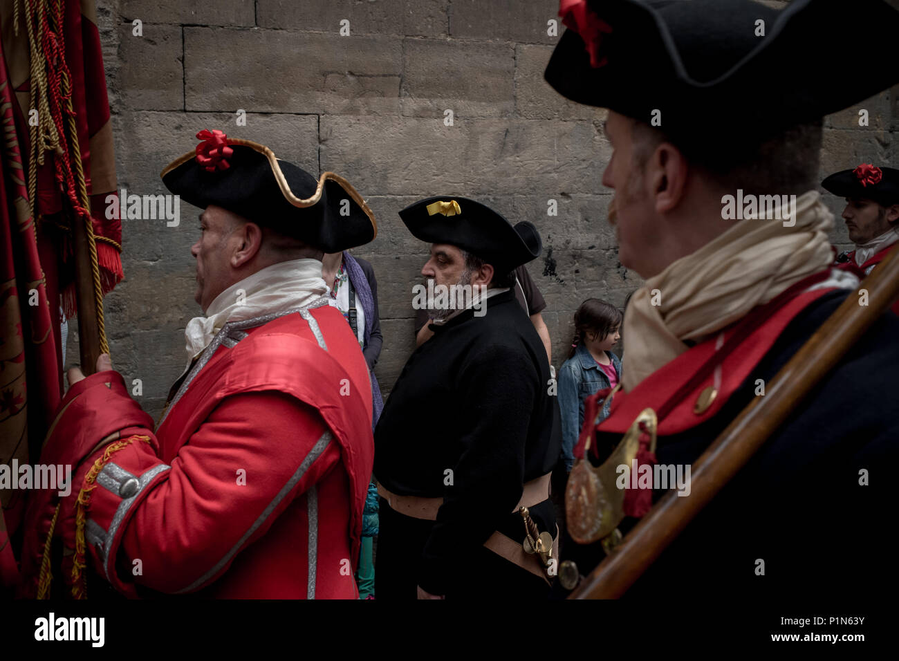 Barcelona, Catalonia, Spain. 3rd June, 2018. Men dressed as ancient ...
