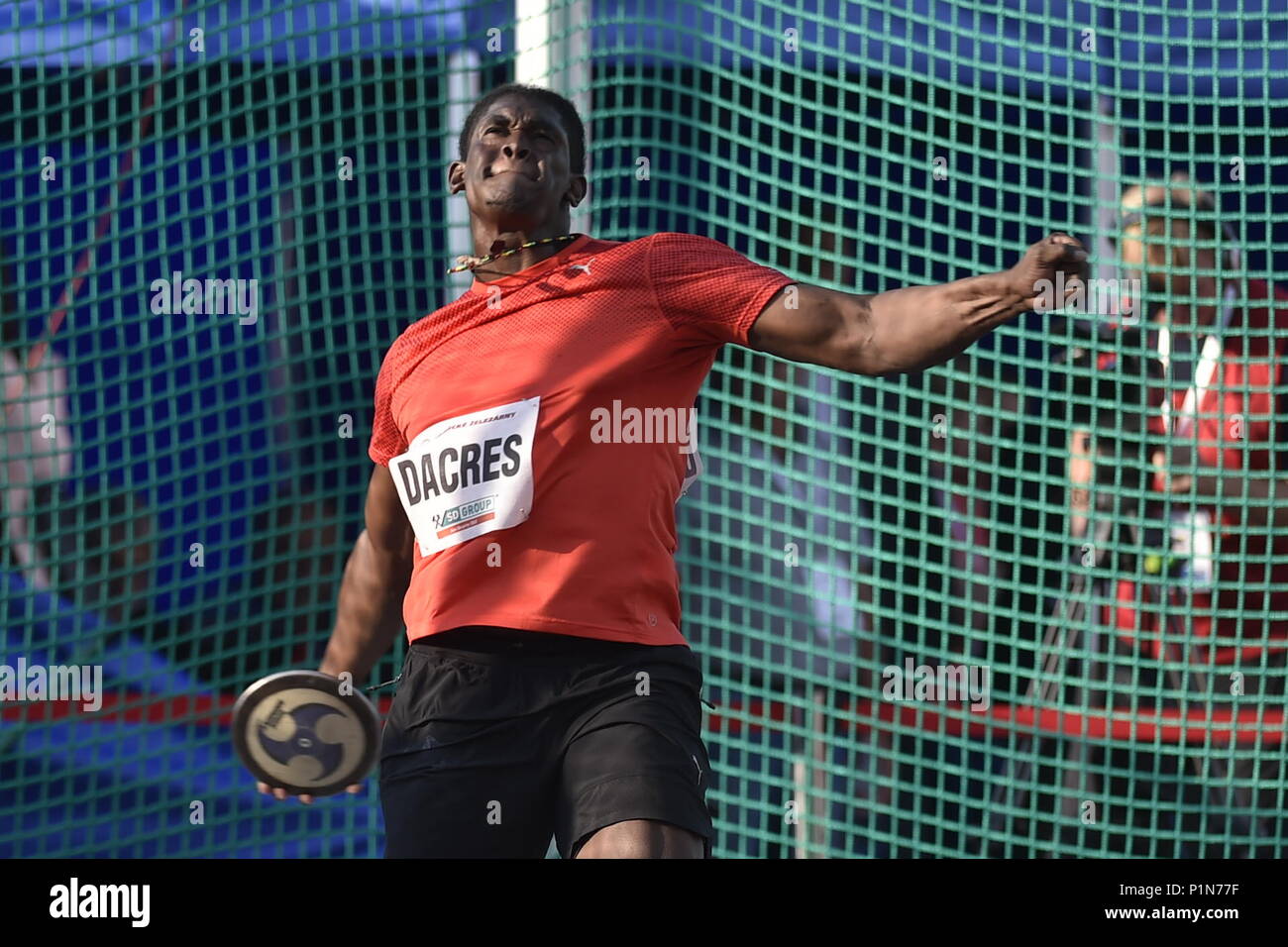 Ostrava, Czech Republic. 12th June, 2018. Fedrick Dacres of Jamaica ...