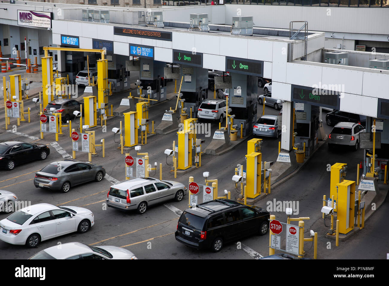 Detroit, Michigan, USA. 12th June, 2018. U.S. Customs booths at the ...