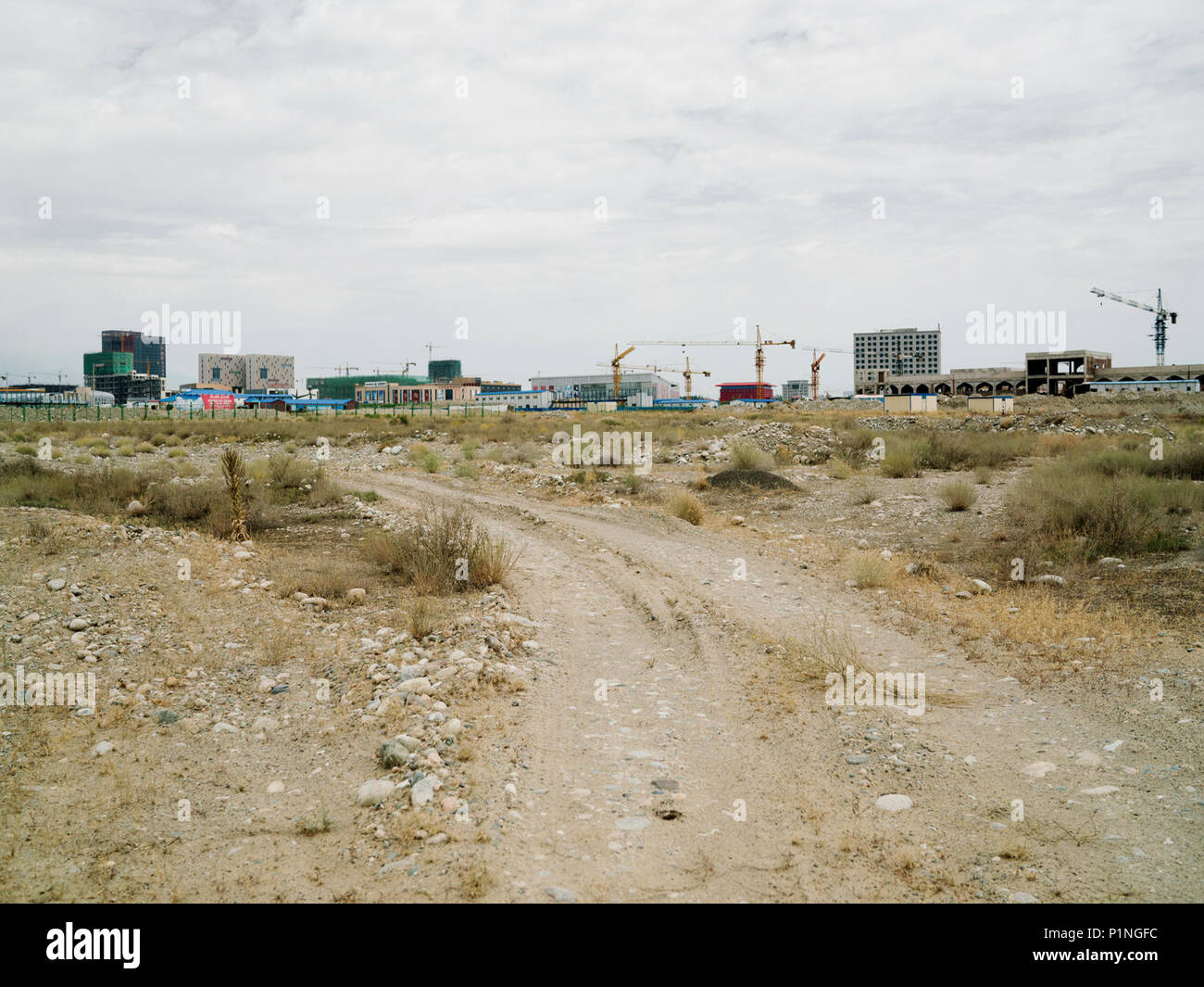 China. 13th June, 2018. The Horgos Port Trade Zone under construction ...