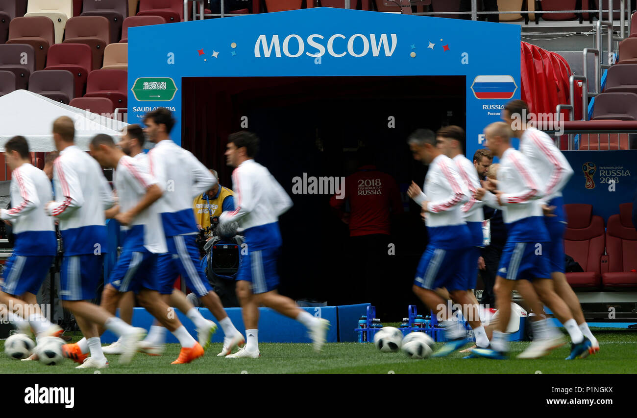 Moscow, Russia. 13th June 2018. Players from Russia during the official ...
