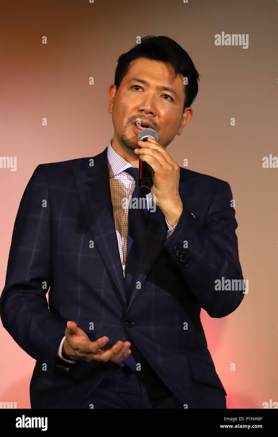 Tokyo, Japan. 13th June, 2018. Japanese actor Tetsuya Bessho speaks at ...