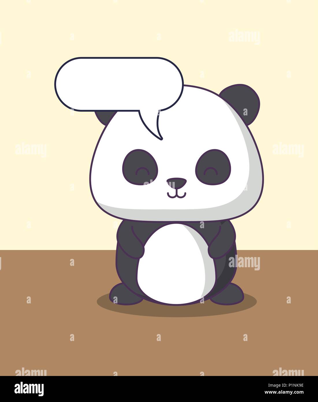 cute panda bear with speech bubble kawaii character vector illustration ...