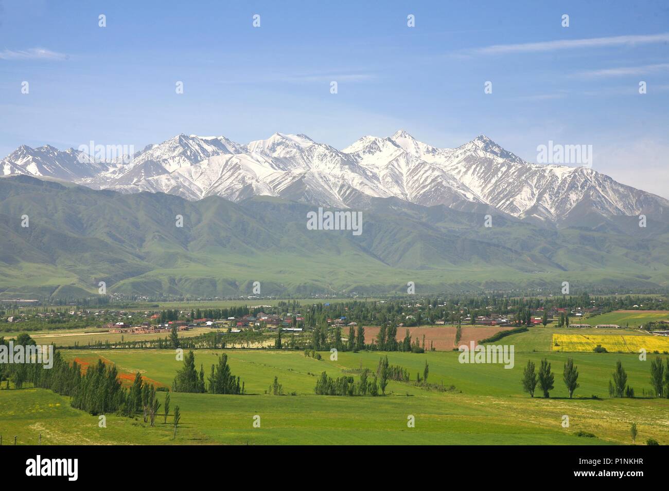 The beautiful scenic in Bishkek with the Tian Shan mountains of ...