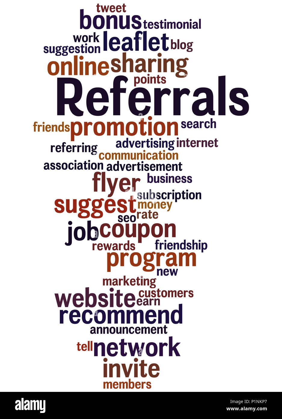 Referrals, word cloud concept on white background Stock Photo - Alamy