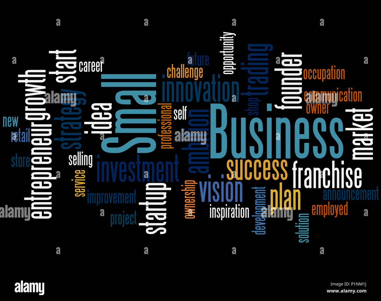 Small Business, word cloud concept on black background Stock Photo - Alamy