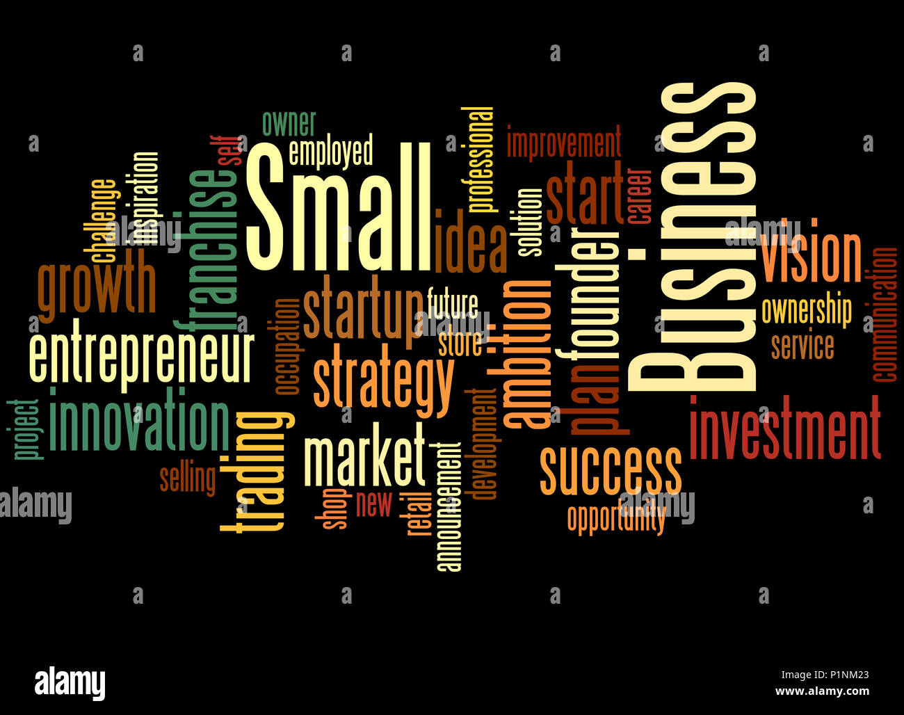 Small Business, word cloud concept on black background Stock Photo - Alamy