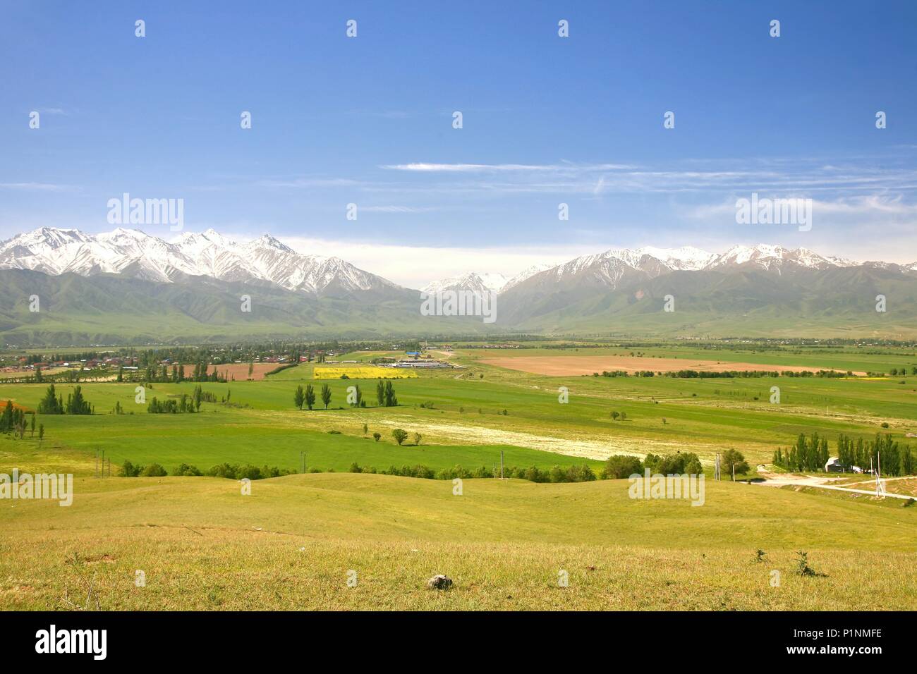The beautiful scenic in Bishkek with the Tian Shan mountains of ...