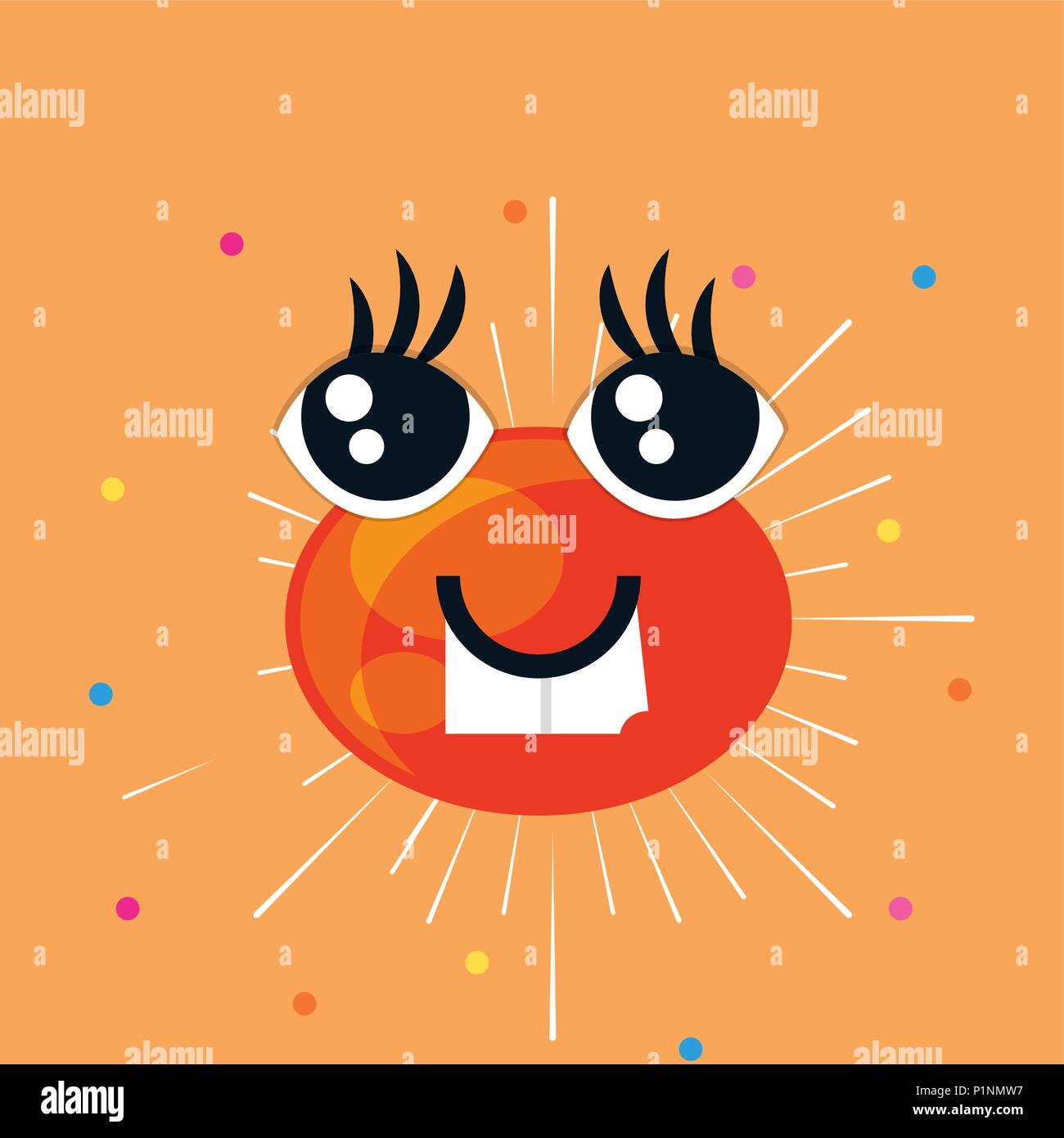cartoon cute red nose icon over orange background, colorful design ...