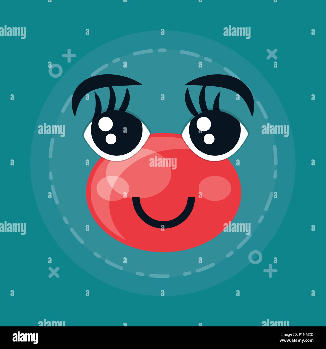 cartoon red nose smiling over blue background, colorful design. vector ...