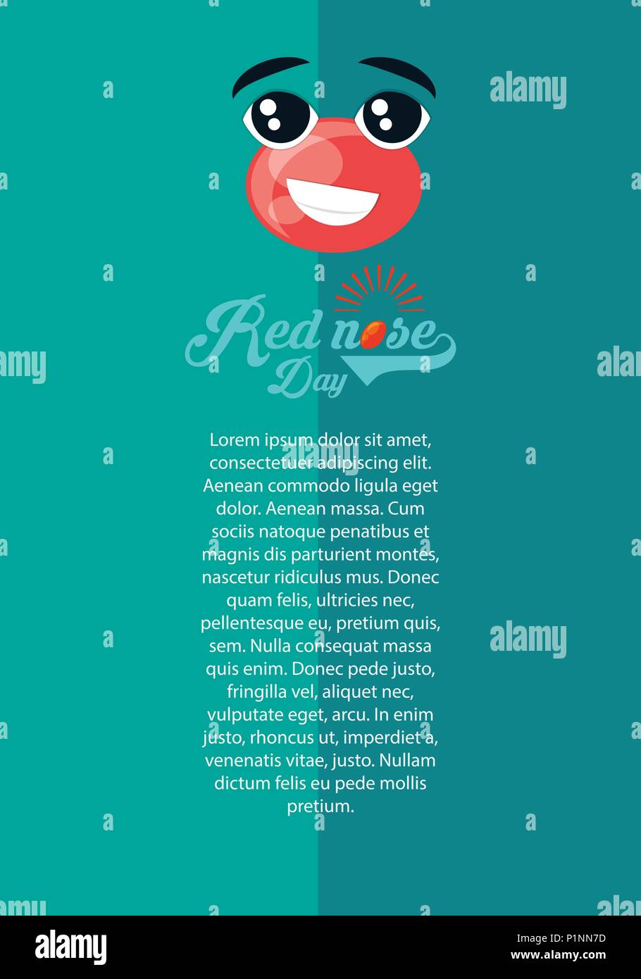 Infographic of red nose day concept with cartoon happy red nose over ...