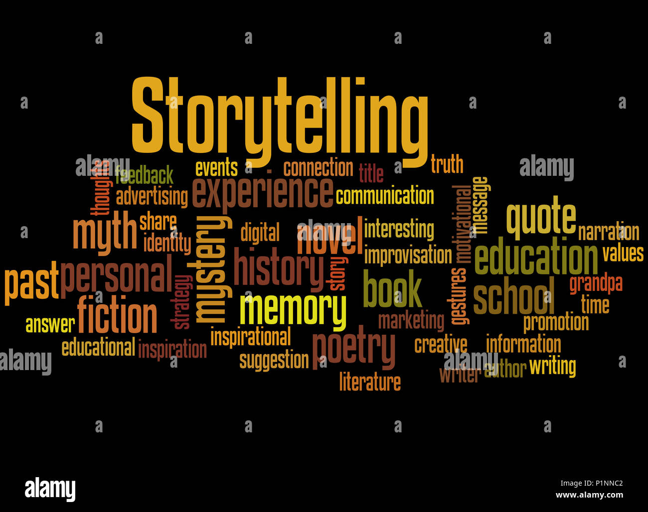 Storytelling , word cloud concept on black background Stock Photo - Alamy