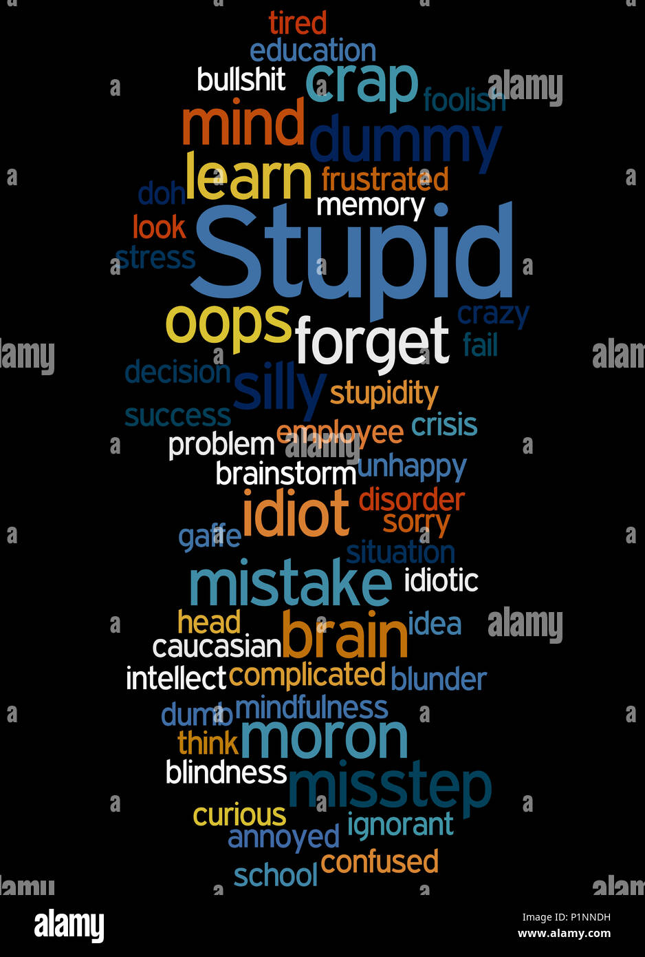 Stupid, word cloud concept on black background Stock Photo - Alamy