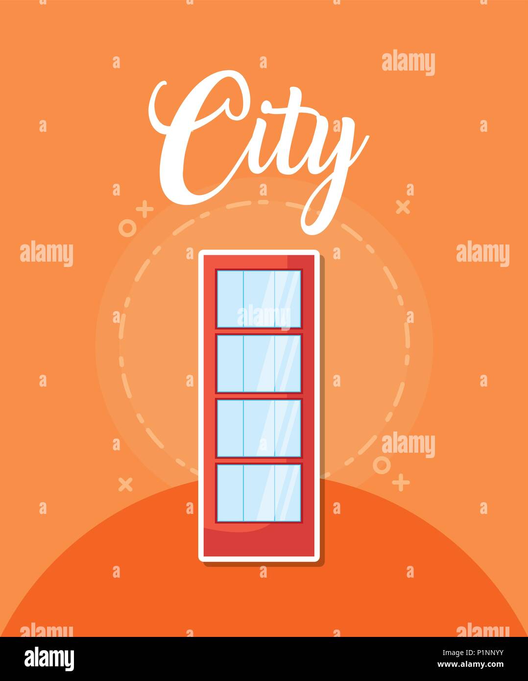 city building icon over orange background, colorful design. vector ...