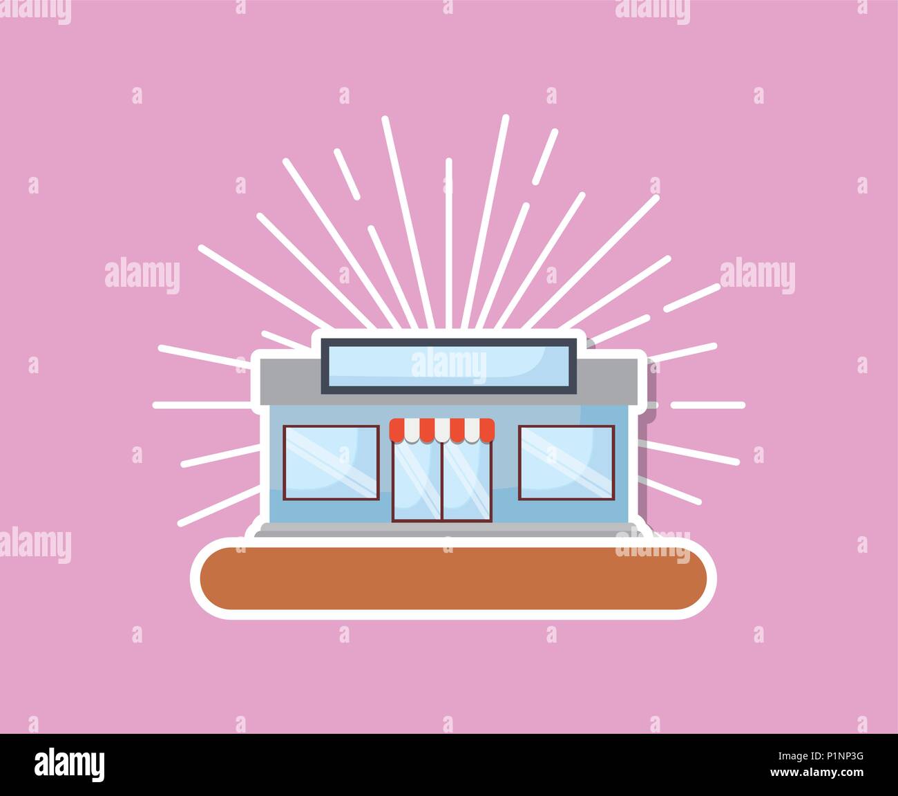City design with store icon over pink background, colorful design ...
