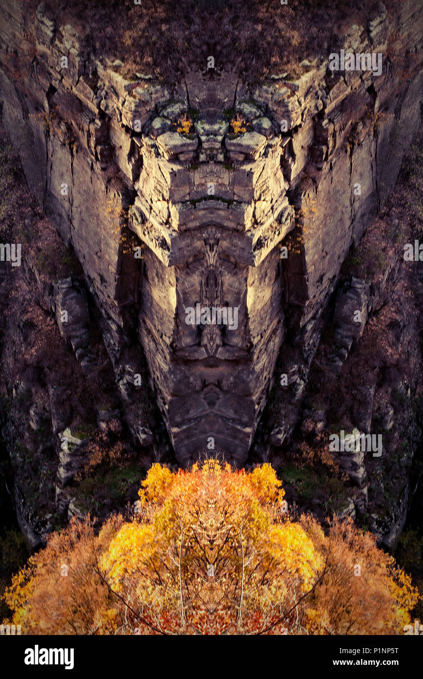 Surreal underground fairytale landscape. Tales of the cave. Mighty rock ...