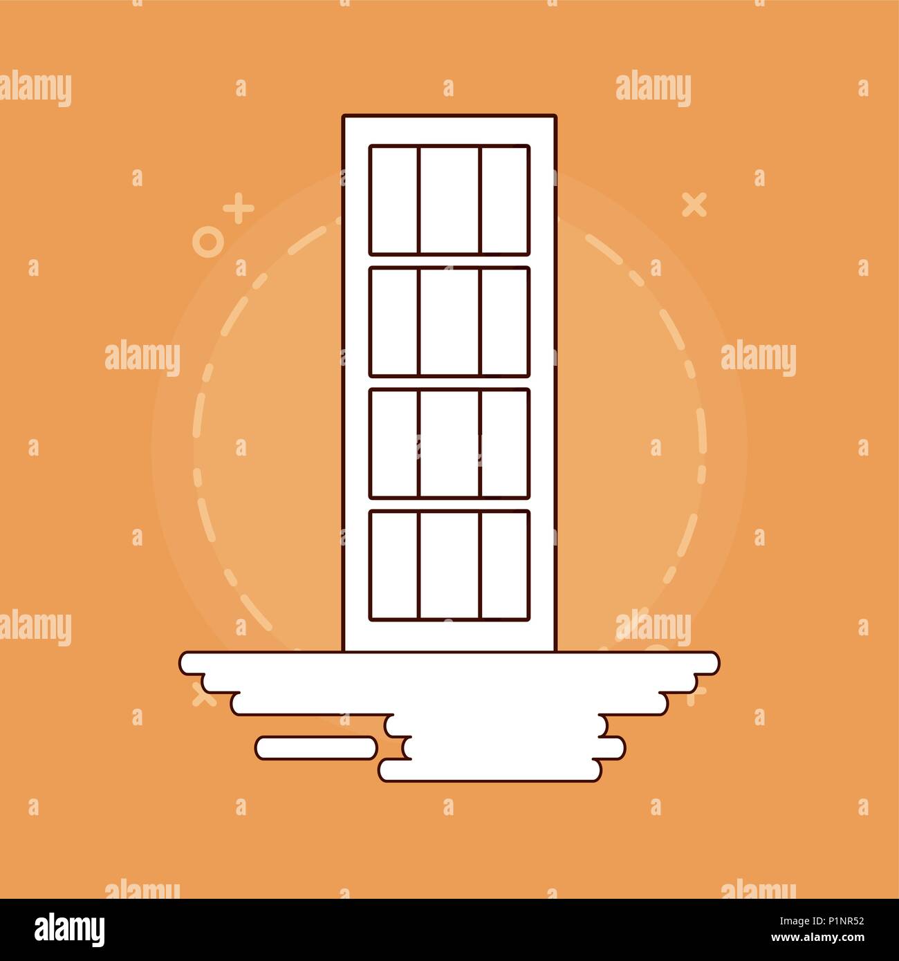 city building icon over orange background, colorful design. vector ...