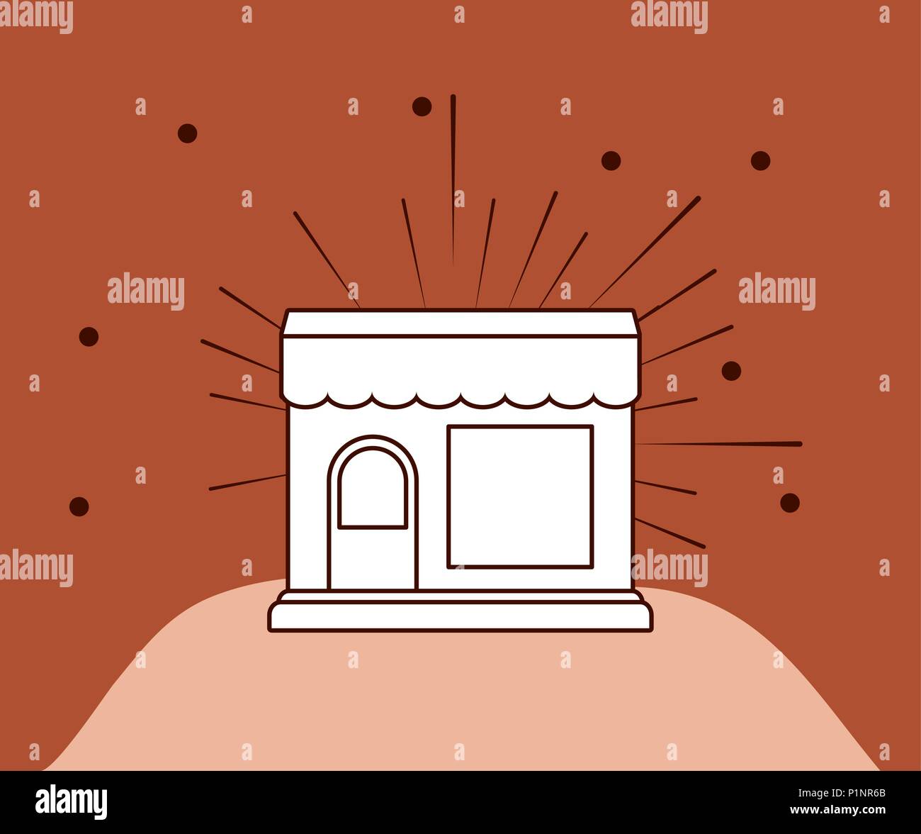 city store icon over brown background, colorful design. vector ...
