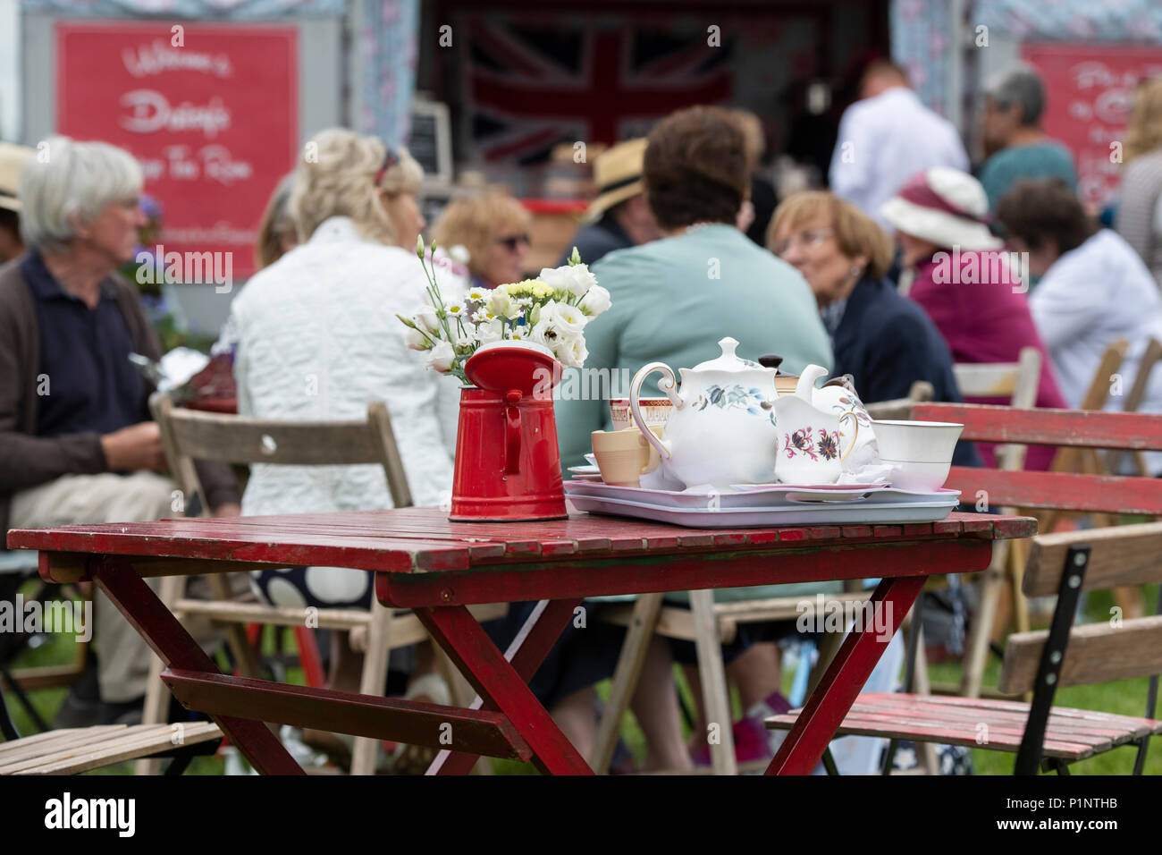 Vintage tea stall at a flower show. UK Stock Photo - Alamy