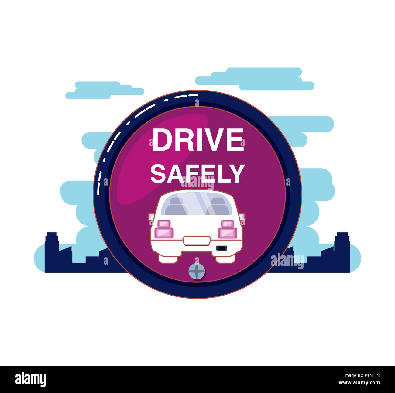 driver safely campaign label vector illustration design Stock Vector ...