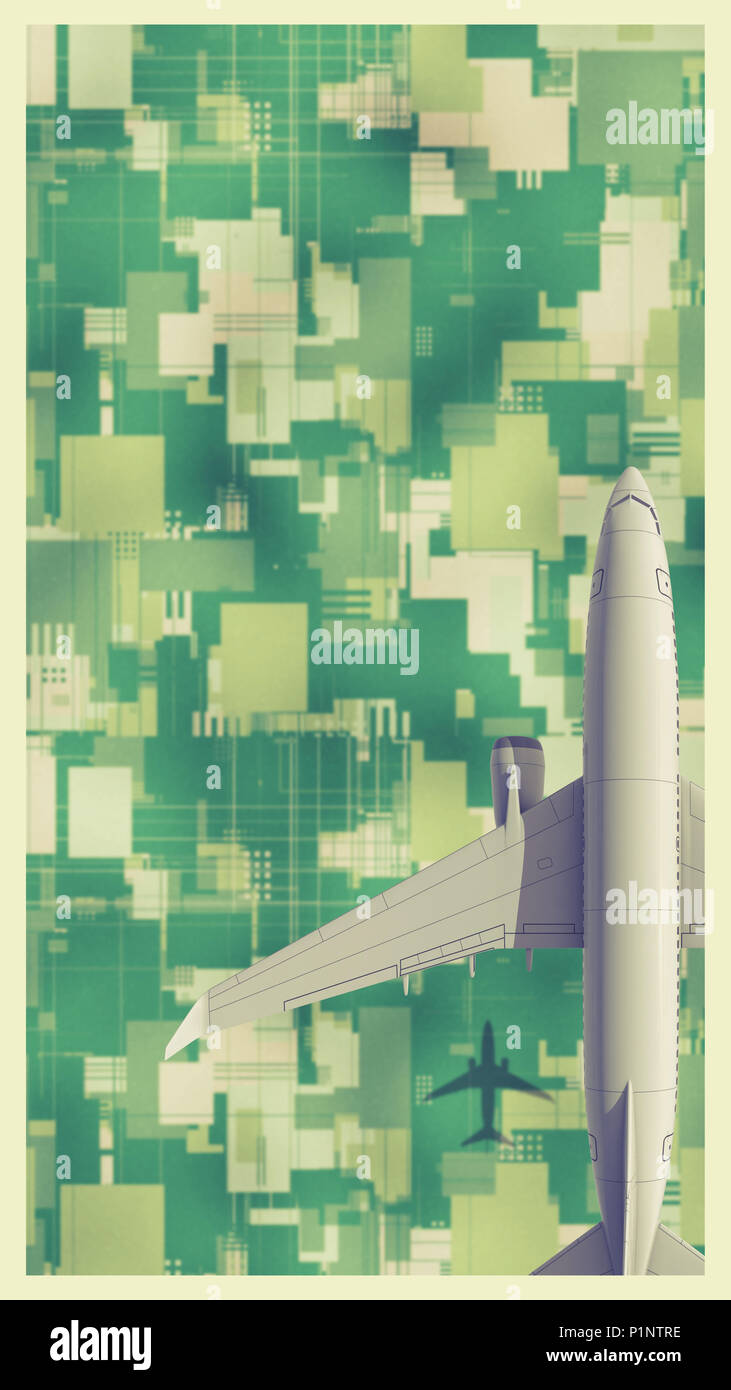 Airplane flying. 3D render Stock Photo - Alamy