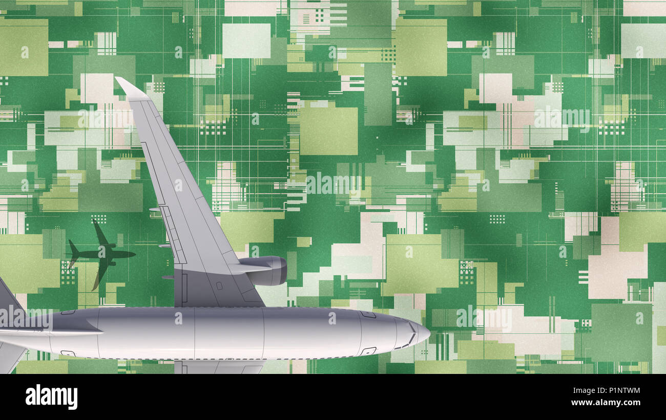 Airplane flying. 3D render Stock Photo - Alamy