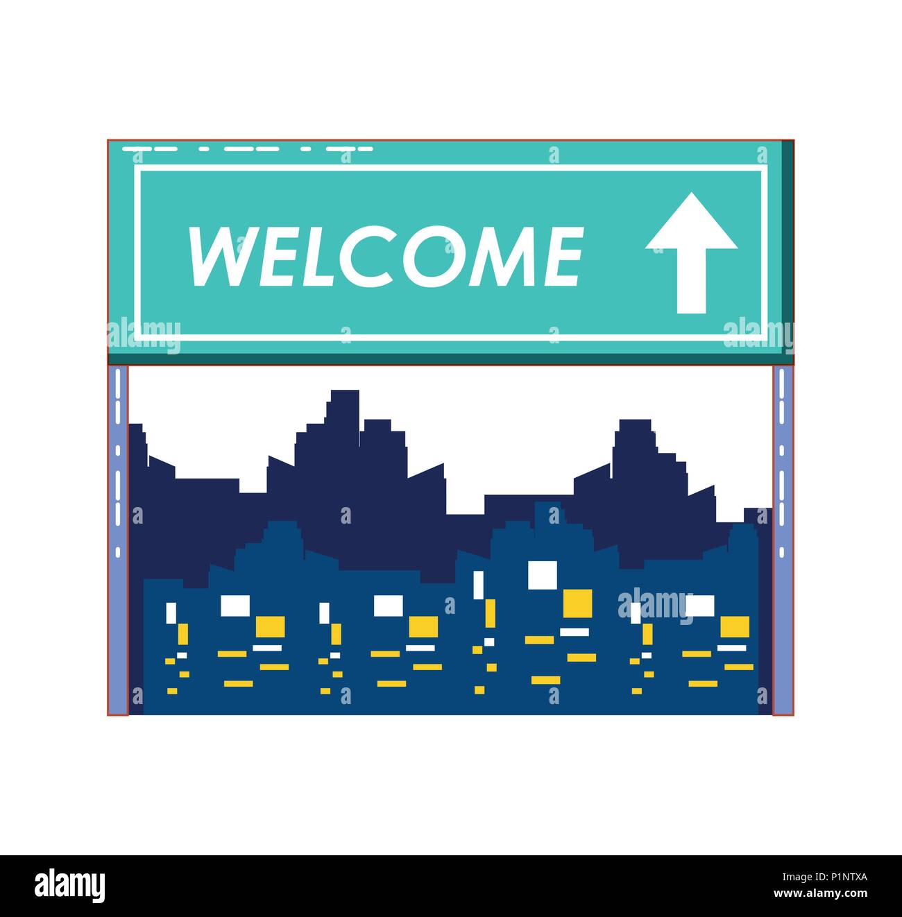 road with welcome label vector illustration design Stock Vector Image ...