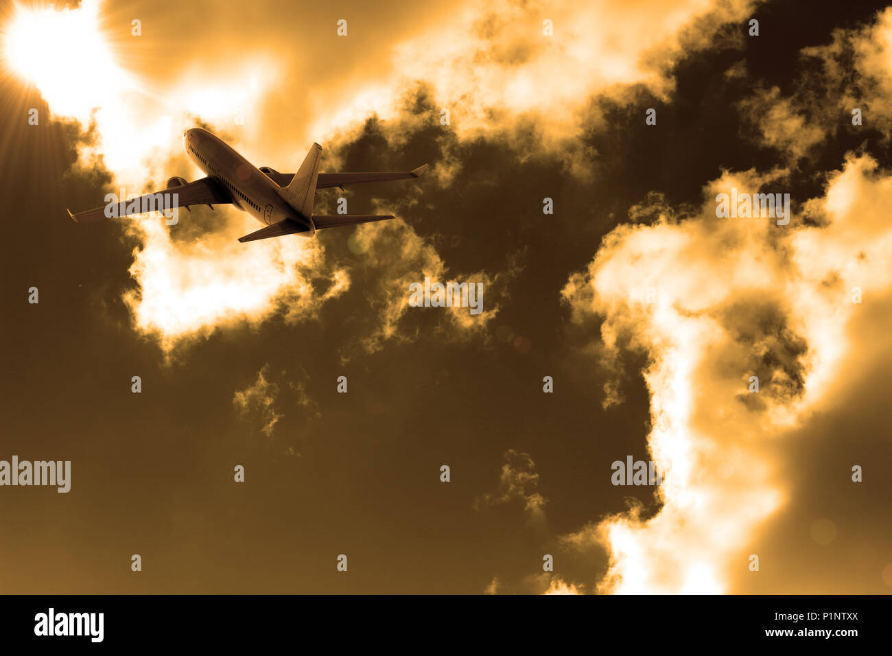Airplane flying. 3D render Stock Photo - Alamy