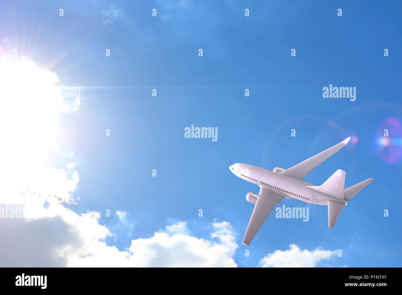 Airplane flying. 3D render Stock Photo - Alamy