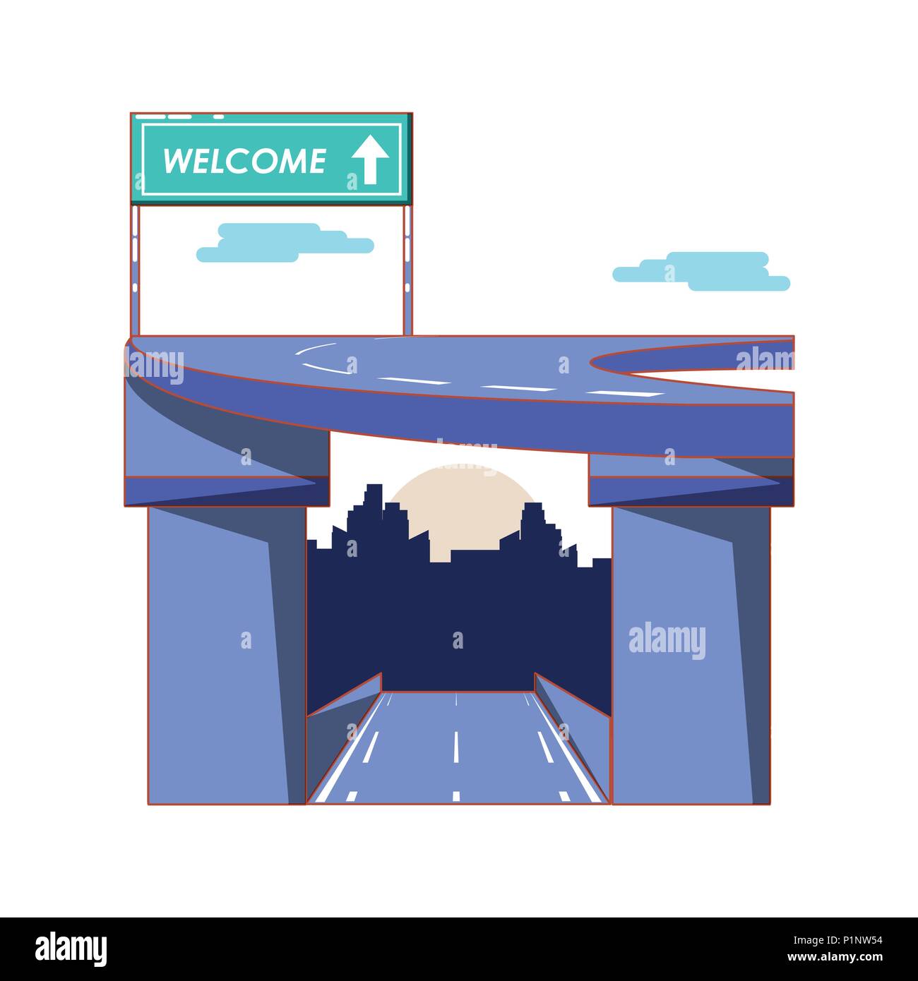 road with welcome label vector illustration design Stock Vector Image ...