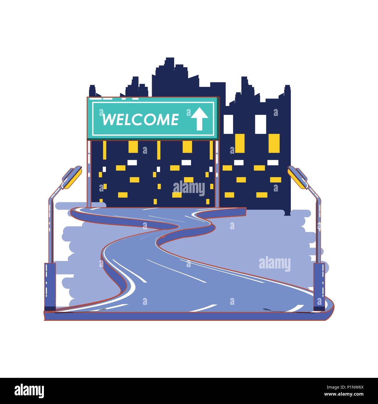 road with welcome label vector illustration design Stock Vector Image ...
