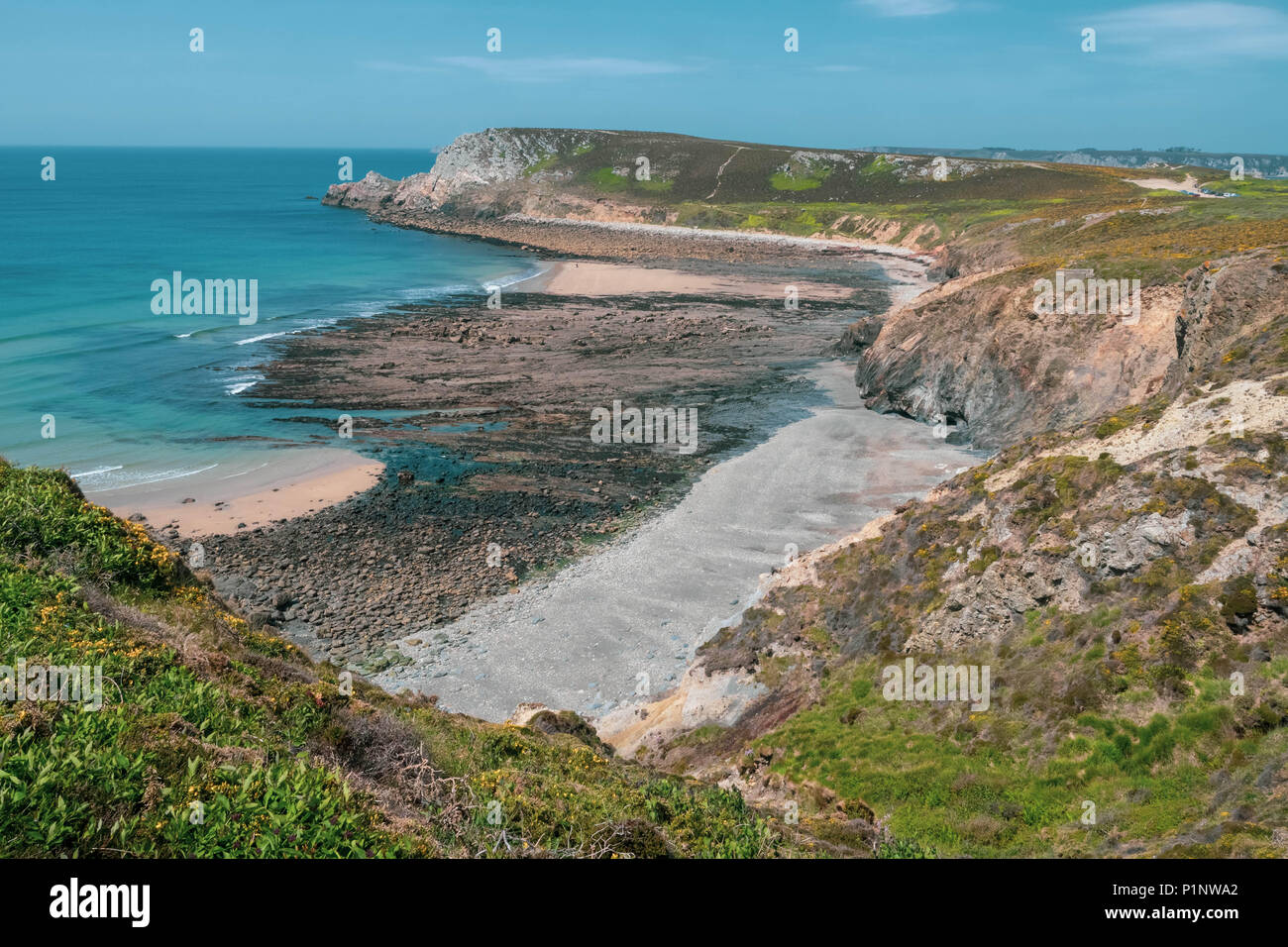 Crozon, Morgat on the Brittany coast path in Northern France in mid May ...