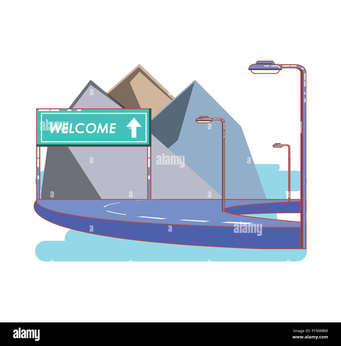 road with welcome label vector illustration design Stock Vector Image ...