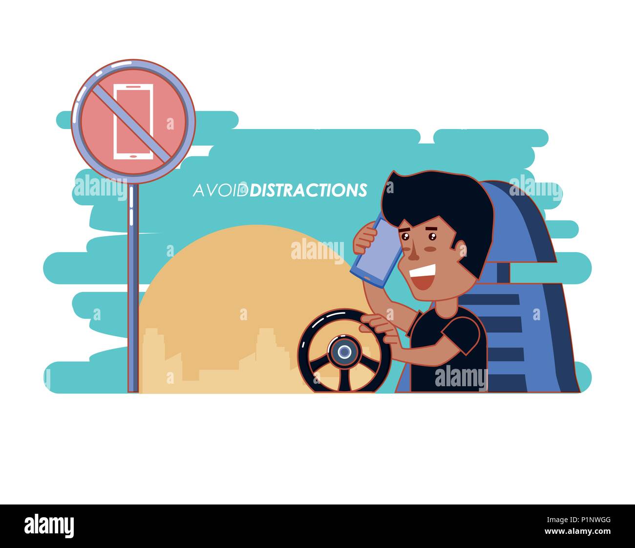 Distractions while driving Stock Vector Images - Alamy
