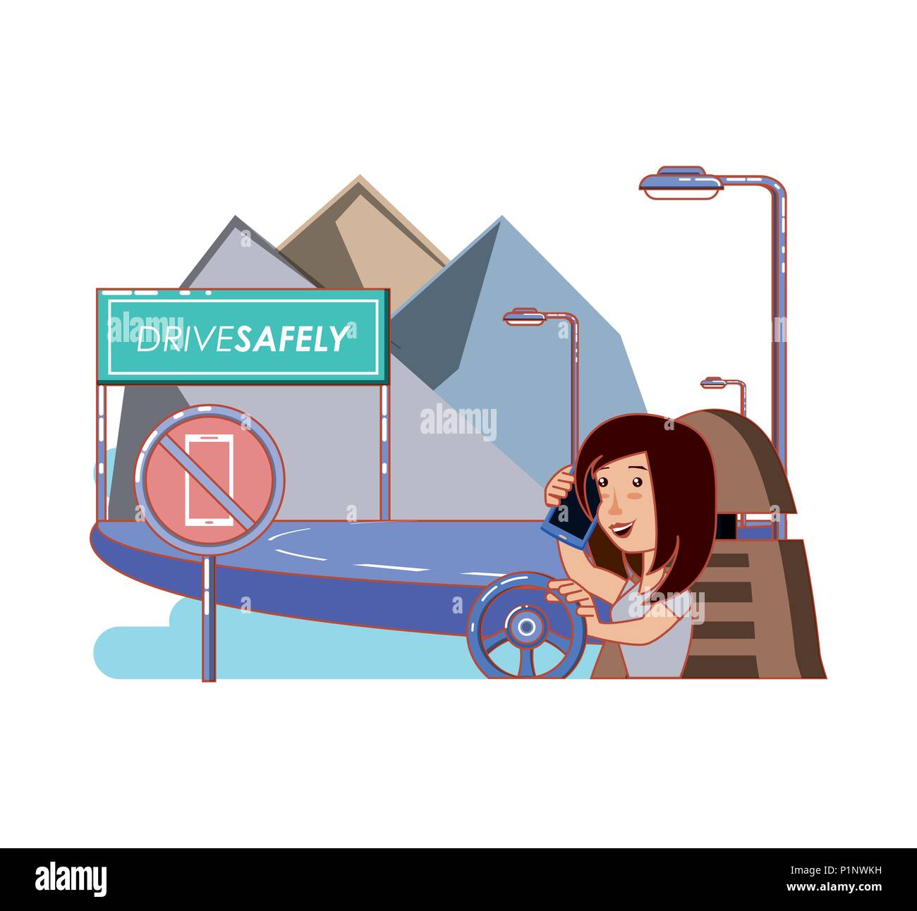 Distractions while driving Stock Vector Images - Alamy
