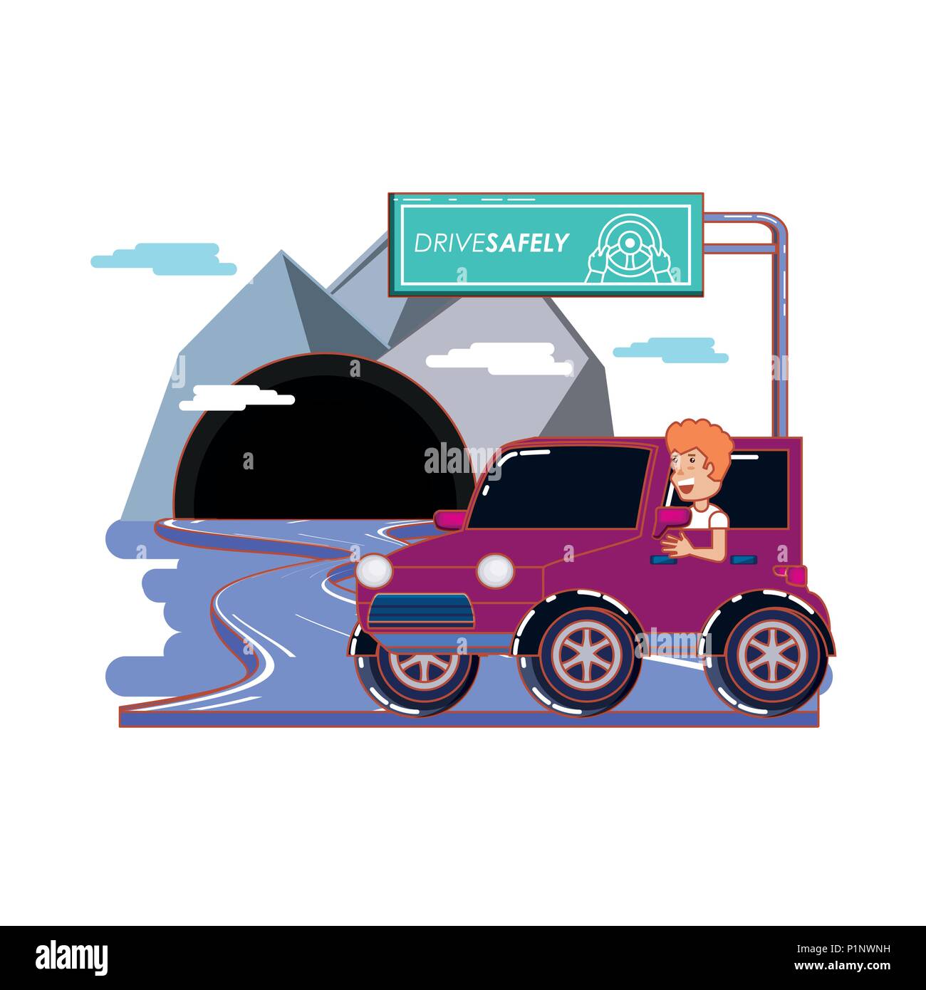 person driving for driver safely campaign vector illustration design ...