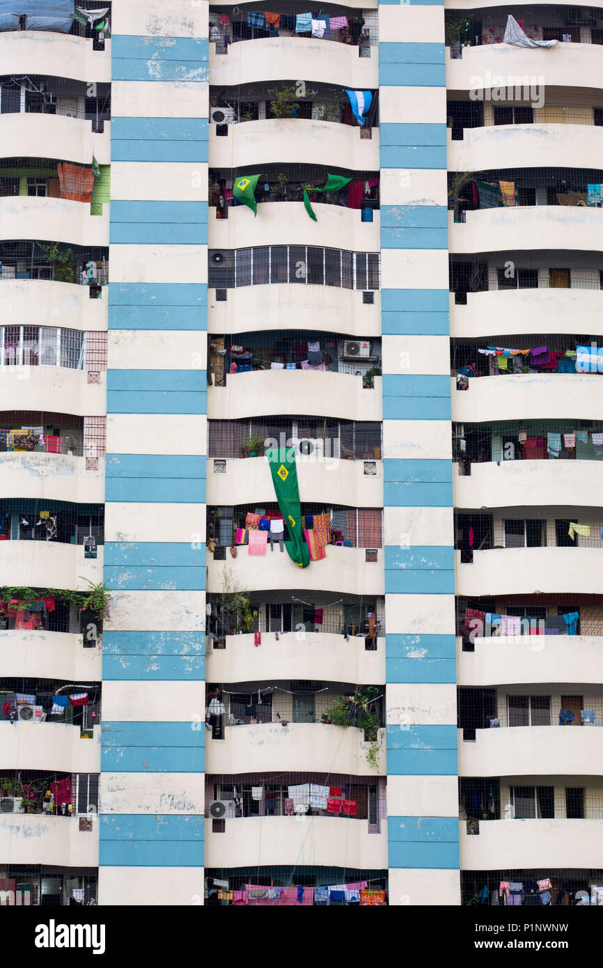 DHAKA, BANGLADESH - JUNE 12 : multi storied building seen at New Market ...