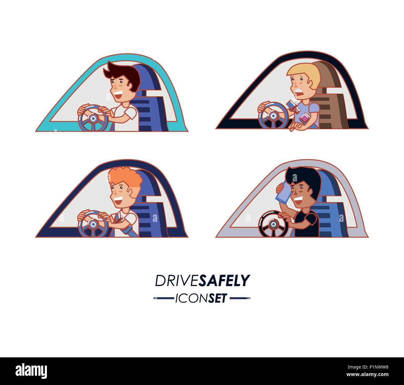 person driving for driver safely campaign vector illustration design ...