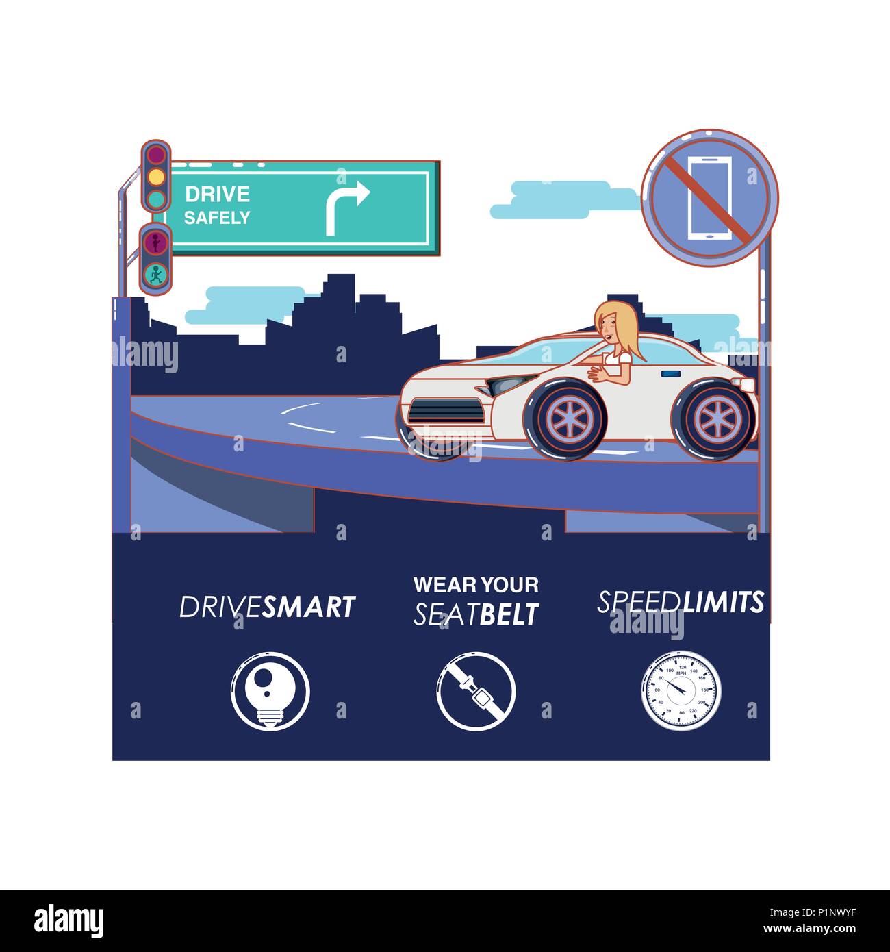 Woman traffic lights driving Cut Out Stock Images & Pictures - Alamy