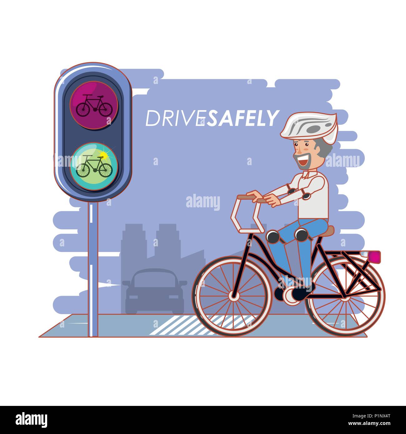 people in bicycle drive safely campaign vector illustration design ...