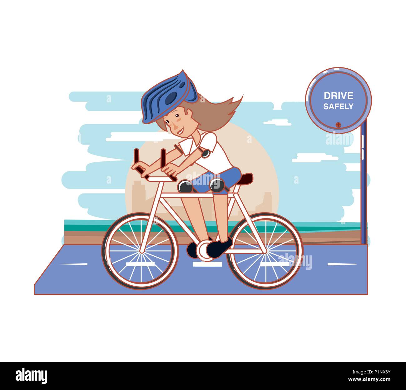people in bicycle drive safely campaign vector illustration design ...