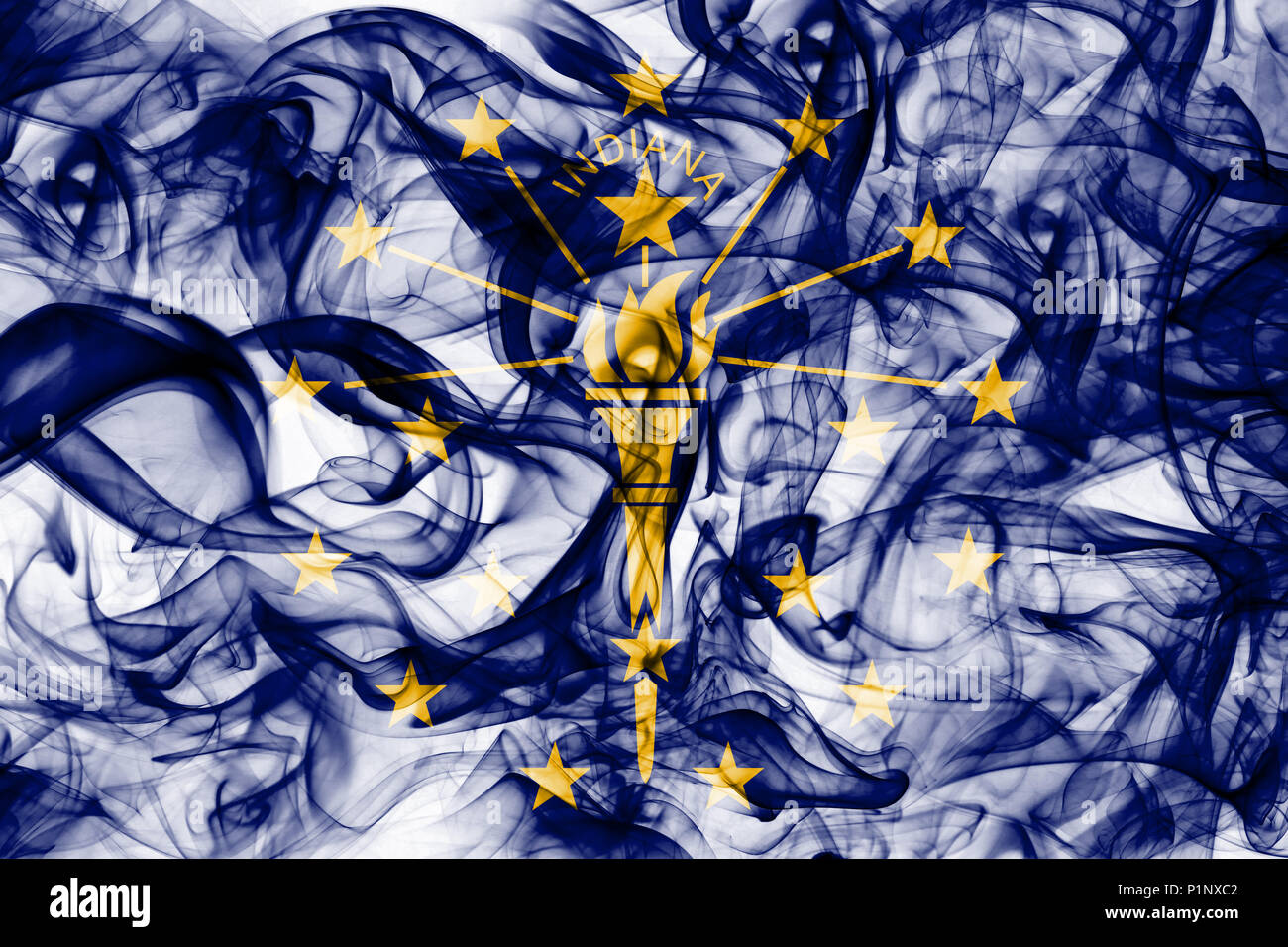 Indiana state smoke flag, United States Of America Stock Photo - Alamy