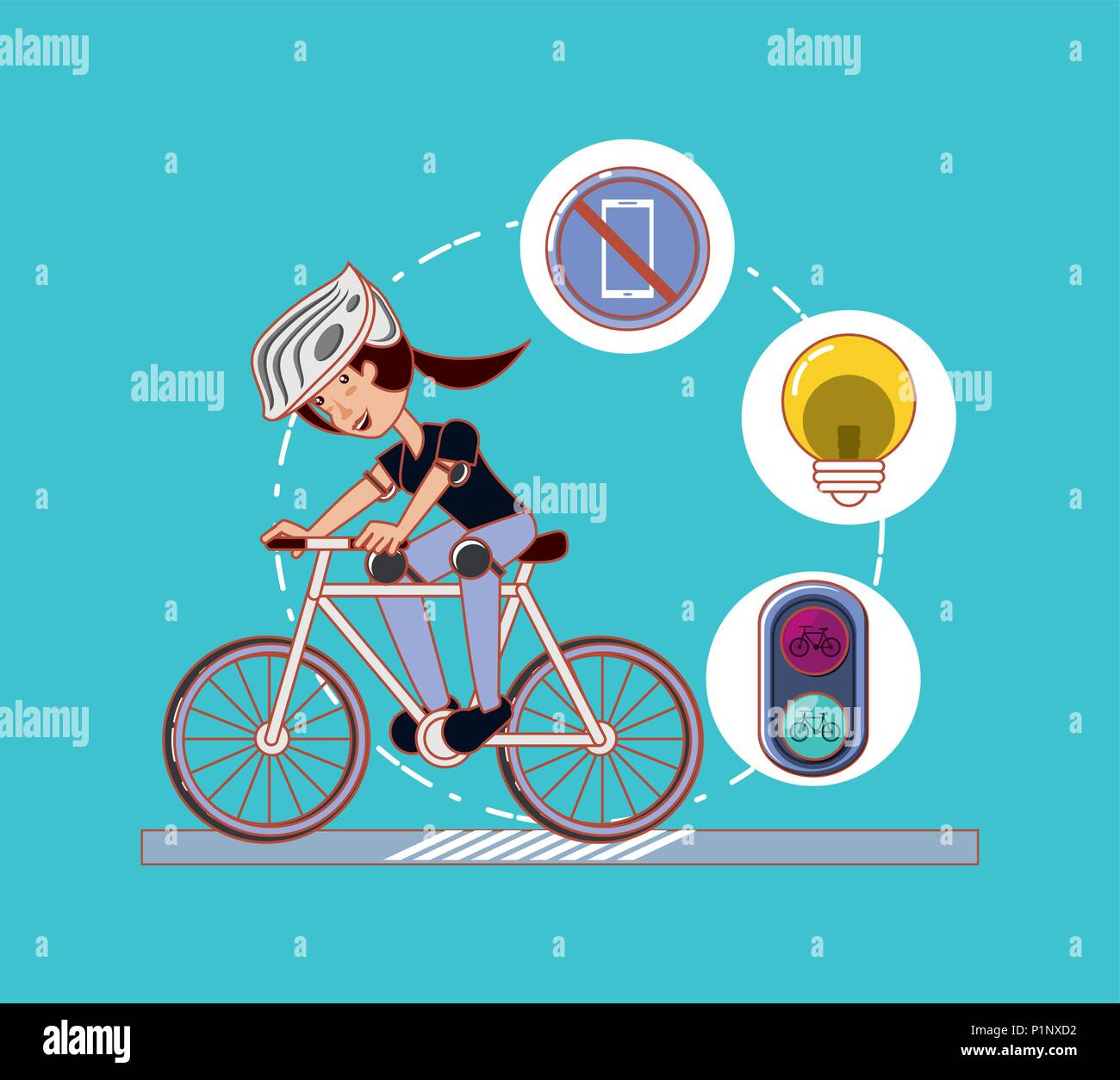 people in bicycle drive safely campaign vector illustration design ...